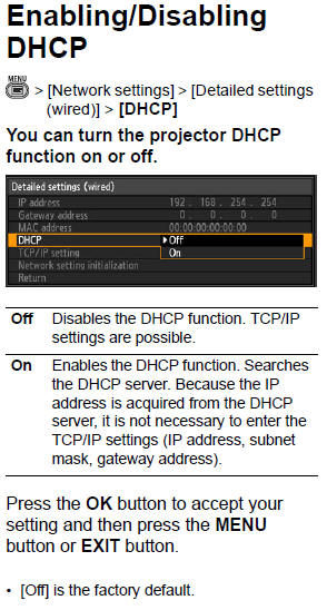 Enabling/Disabling DHCP