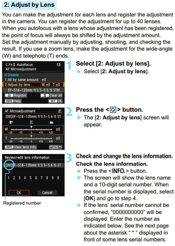 Fine Adjustment of AF's Point of Focus (AF Microadjustment)