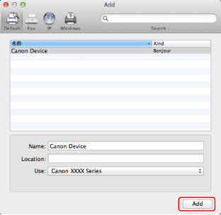 Adding a Printer via Bonjour Connection (imageCLASS/ Faxphone Driver MF ...