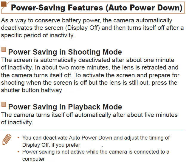 Power-Saving Features (Auto Power Down)