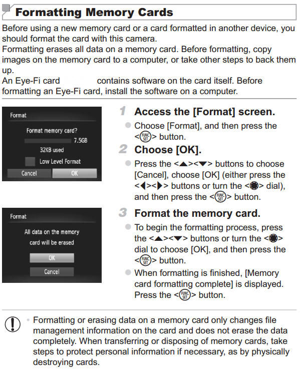 Formatting Memory Card in Camera