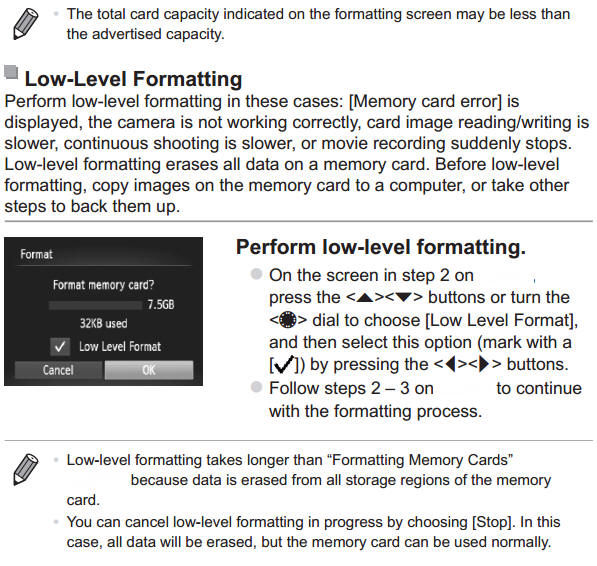Formatting Memory Card in Camera