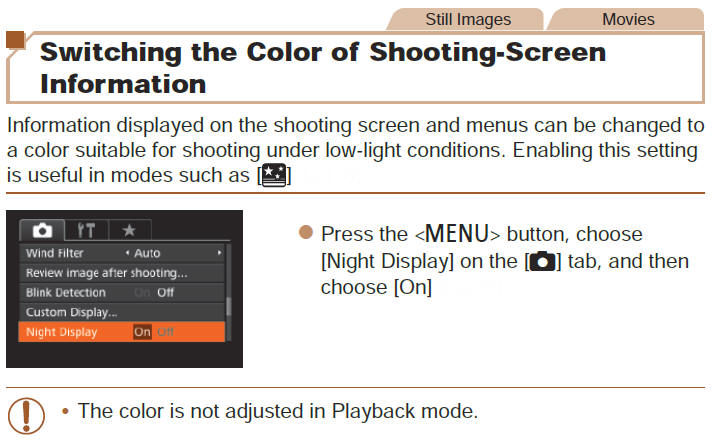 Switching the Color of Shooting-Screen Information