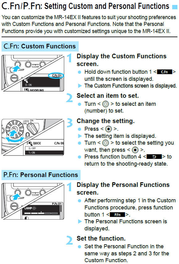 C.Fn / P.Fn: Setting Custom and Personal Functions
