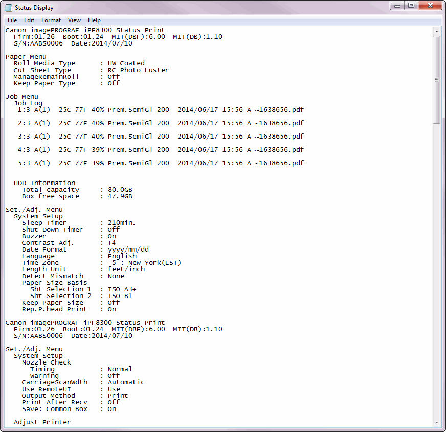 How to display / save the Status Display using the Status Monitor.