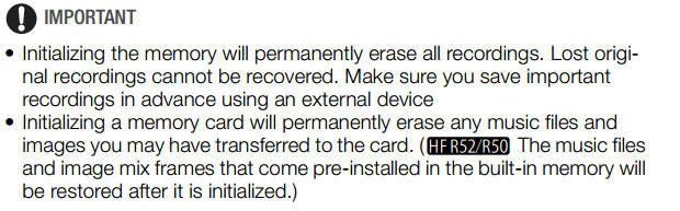 How to Initialize (format) the Memory