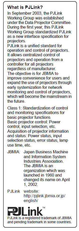 Specifying PJLink Settings