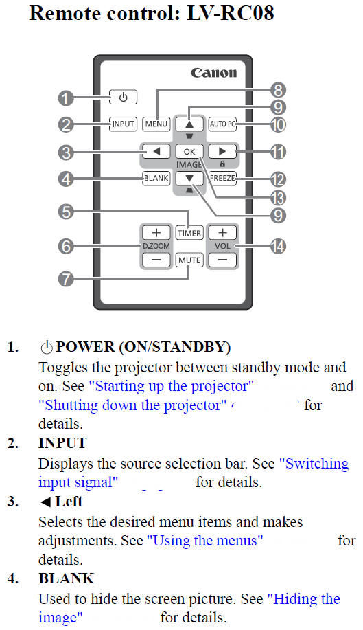Remote control: LV-RC08