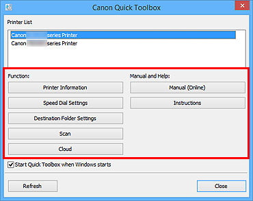 Starting Software from Quick Toolbox (Windows)