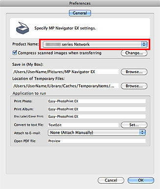 Network Scan Settings - MG3120 (Mac)