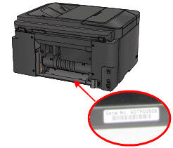 Serial Number Location - MB2120 / MB5120 / MB2020 / MB5020