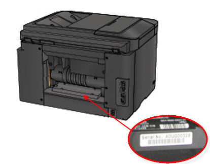 Serial Number Location - MB5420 / MB2720 / MB5320 / MB2320