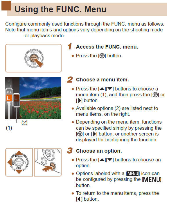 Using the FUNC. Menu