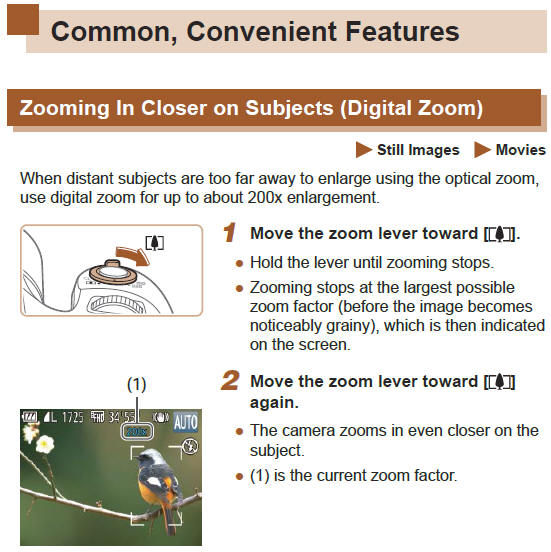 Zooming In Closer on Subjects (Digital Zoom)