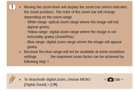 Zooming In Closer on Subjects (Digital Zoom)