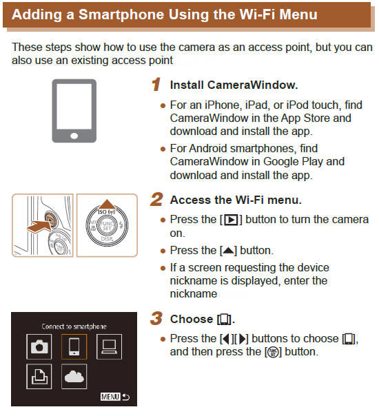 Adding a Smartphone Using the Wi-Fi Menu