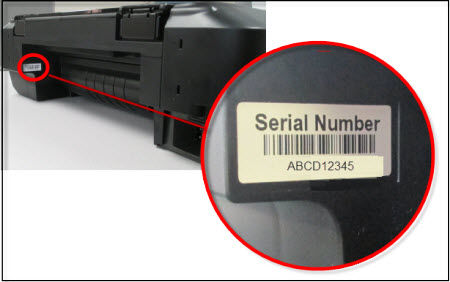 Serial Number Location - MG5620 / MG5622 / MG6620