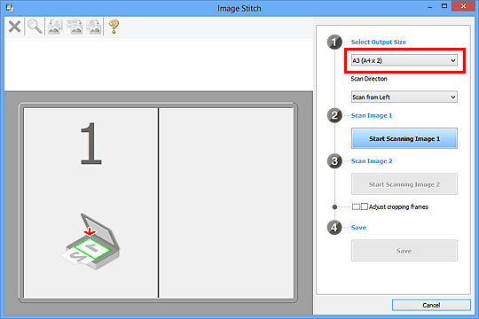 Scanning Items Larger than the Platen (Image Stitch) (Windows) - MX490 ...