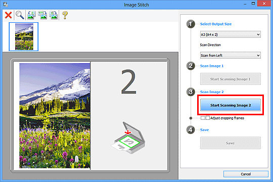 Scanning Items Larger than the Platen (Image Stitch) (Windows) - MX490 ...