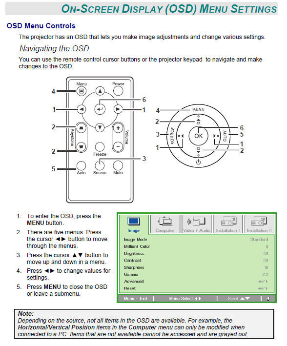 On-Screen Display (OSD) Menu Settings