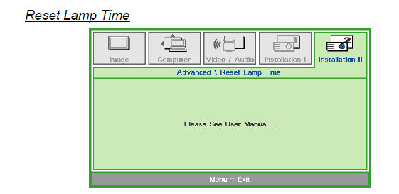 Reset Lamp Timer