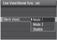 How to set and use Silent Shooting in Live View on the EOS 5D MK II