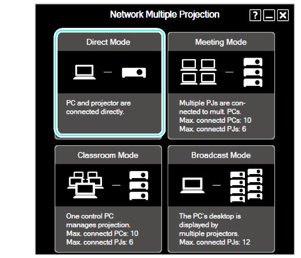 Networked Multi-Projection (NMPJ) v1.2 Using the Projector in Direct Mode