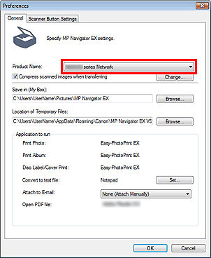 Network Scan Settings - MX892 (Windows)