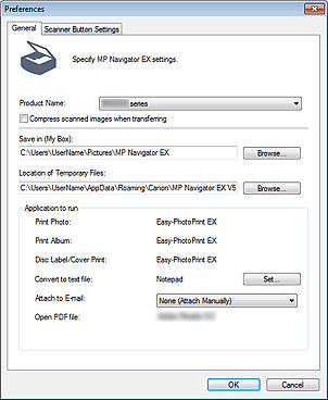 MP Navigator EX General Tab - MX432 (Windows)