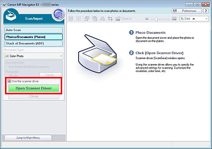 Starting ScanGear (Scanner Driver) - MX372 (Windows)
