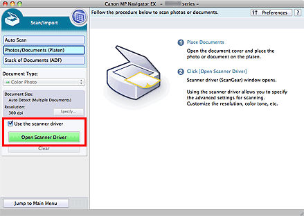 Starting ScanGear (Scanner Driver) - MX372 (Macintosh)