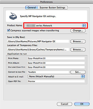 Network Scan Settings - MX432 (Macintosh)