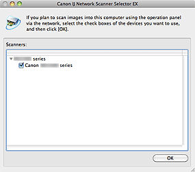 IJ Network Scanner Selector EX Menu and Setting Screen - Mac