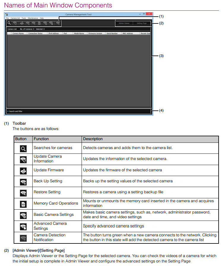 Network Camera Camera Management - Launch Camera Management Tool