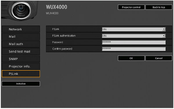 Setting PJLink [PJLink]