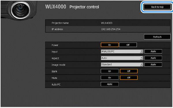 Controlling the Projector from a Computer