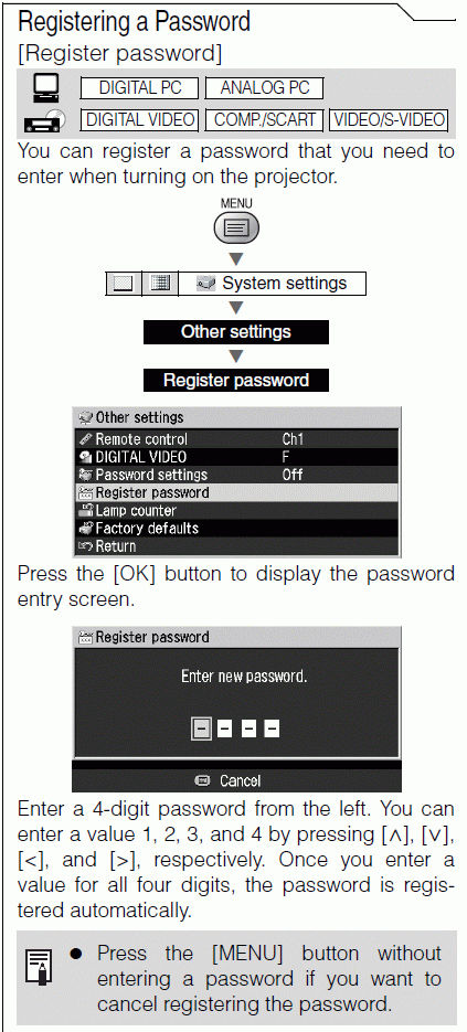 Registering a Password