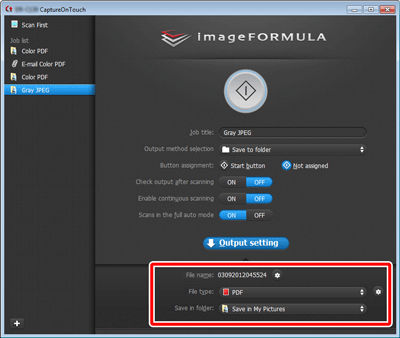 Select Scan Job (CaptureOnTouch)