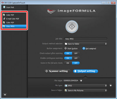 Select Scan Job (CaptureOnTouch)