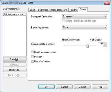 Configuration and Functions of the Scanner Driver