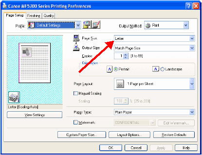 Setting Paper Size in Printer Driver