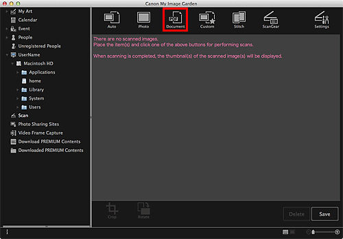 Scanning Documents with My Image Garden - Mac