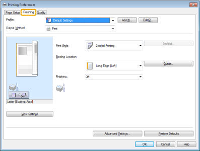 1-sided Printing and 2-sided Printing