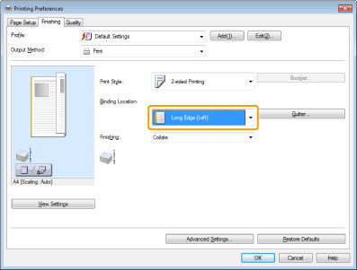 1-sided Printing and 2-sided Printing