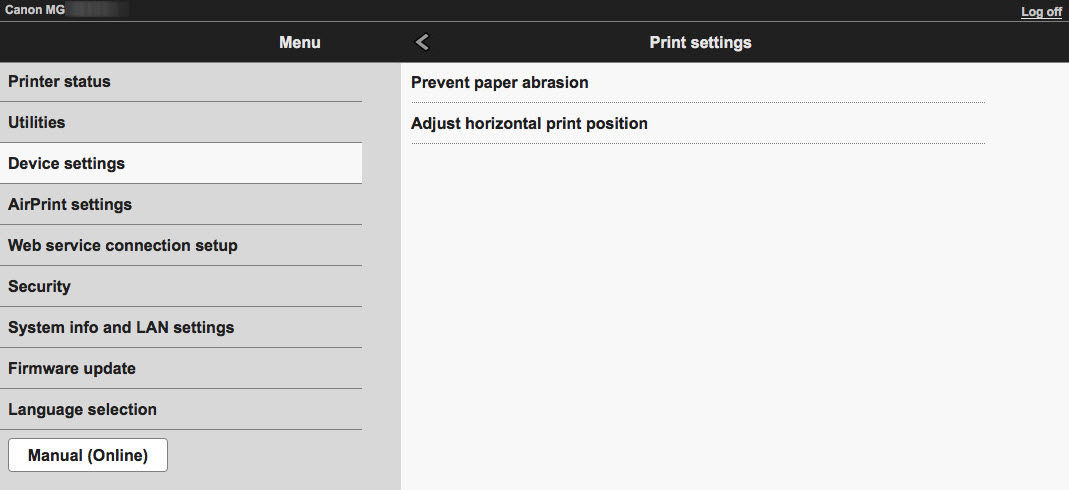 PIXMA Remote UI - Printer status, Utilities, Device settings and ...