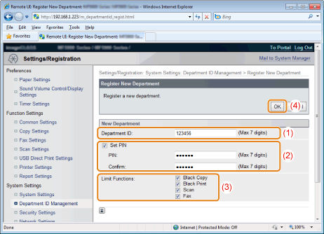 Registering Departments