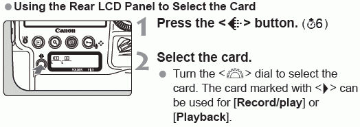 Selecting the Card for Recording and Playback with Two Cards Inserted