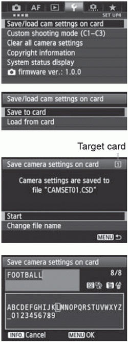 Saving and Loading Camera Settings