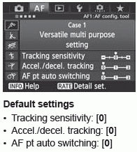 Selecting AI Servo AF Characteristics (For a Subject)