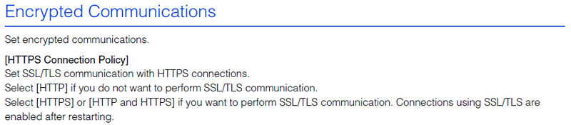 [Security] > [SSL/TLS] Setting HTTP Communication Encryption